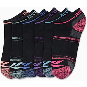 Reebok Women's Low Cut Socks - 6 Pack Soft Cushioned Athletic No Show Socks - Breathable Sports Socks for Women (Size: 4-10), Size 4-10, Stripe Pink/Black