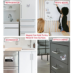 COTA Global Crab Sparkling Refrigerator Magnet - Silver & Red Sparkling Rhinestones Crystals, Cute Sparkly Ocean Life Animal Magnet for Kitchen Door Fridge, Cool Home & Office Novelty Decor - 3 Inch