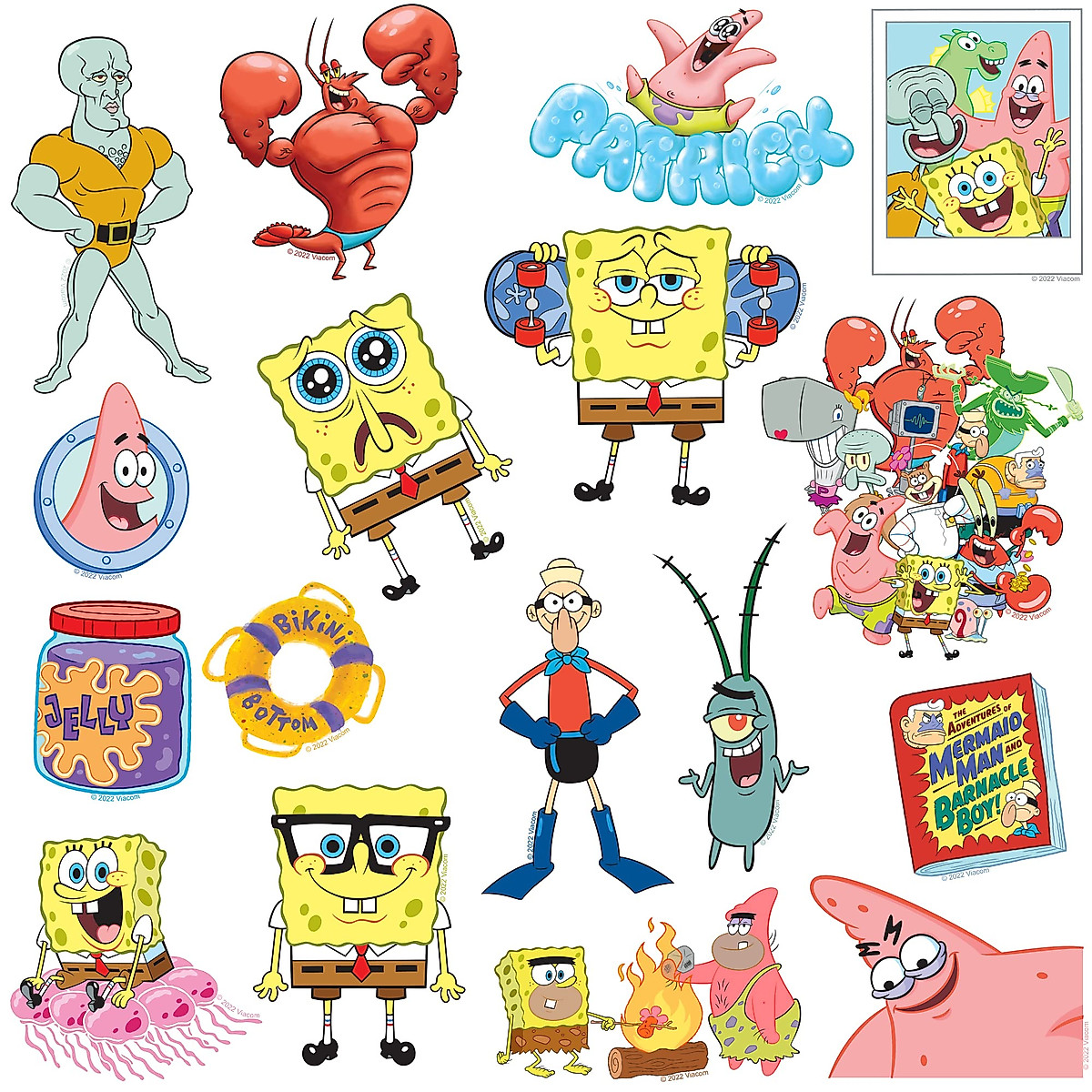 Spongebob Squarepants Sticker Pack Die Cut Vinyl Large Deluxe Stickers Variety Pack - Laptop, Water Bottle, Scrapbooking, Tablet, Skateboard, Indoor/Outdoor - Set of 50