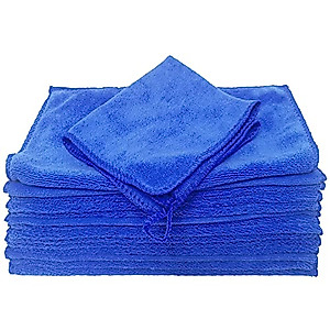 CHITALU Nanoscale Glass Window Cleaning Cloths - Washable and Reusable Large Streak Free Mirror Microfiber Coral Fleece Drying Towels for House, Car and Polishing (12"x12" - 15 Pack - Blue)