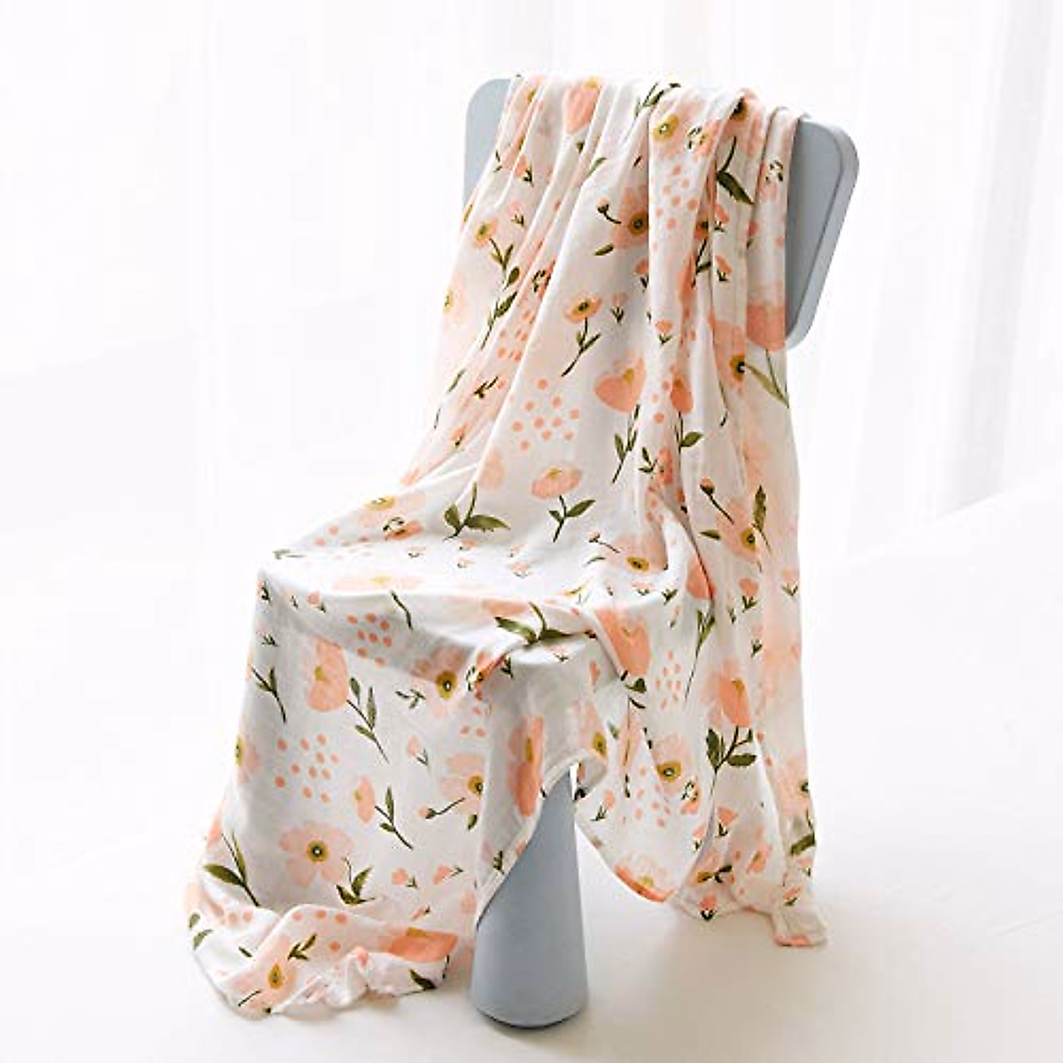 Little Jump 3 Pack Muslin Swaddle Blankets Solid Colors, Large 47 x 47 inches Muslin Blankets for Girls & Boys, Baby Receiving Swaddles, Newborn Gifts (Solid Floral)