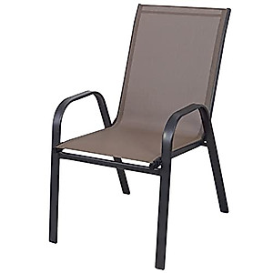 BTEXPERT Brown Indoor Outdoor 4-Set of Four Restaurant Flexible Sling Stack, Patio Metal Frame Chair, Set of 4