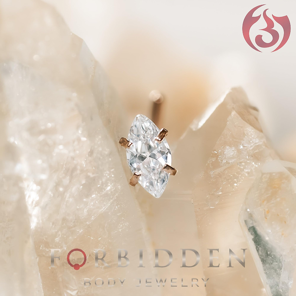 Forbidden Body Jewelry 20g Surgical Steel Fancy Marquise Shape CZ L Shaped Nose Ring, Clear