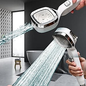 Fufafayo Pressurized Showerhead Four-Speed Pressurized Bathtub Shower Detachable Shower Head Shower Spray Bathroom Shower Head Cosmetic Nozzle with Overhead Spray Function