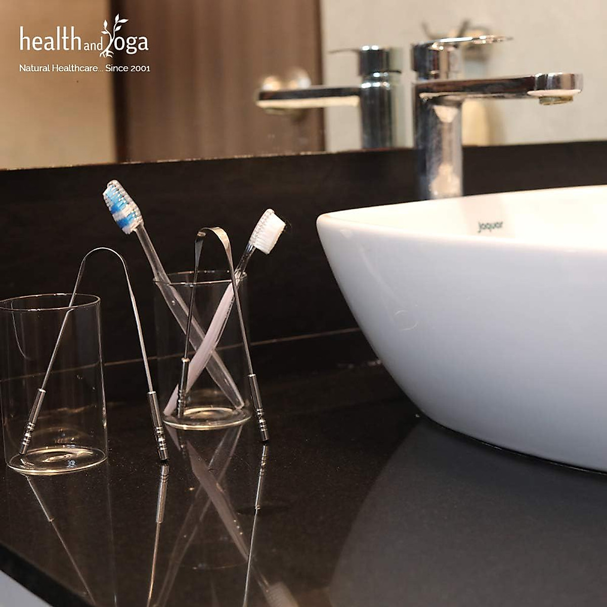 HealthAndYoga™ Tongue Cleaner Scraper - Hygienic, Surgical Grade, Non-Synthetic Grip – Sterilizable Tongue Brush Cleaner (Surgical Steel - 1 Pack)