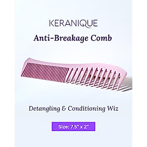 Detangling Hair Comb for Women - 2-Sided Gentle Styling Comb With Wide and Fine Teeth - Conditioning and Detangling Comb for Thin, Thick, Curly, Straight, and All Other Womens Hair Types by Keranique