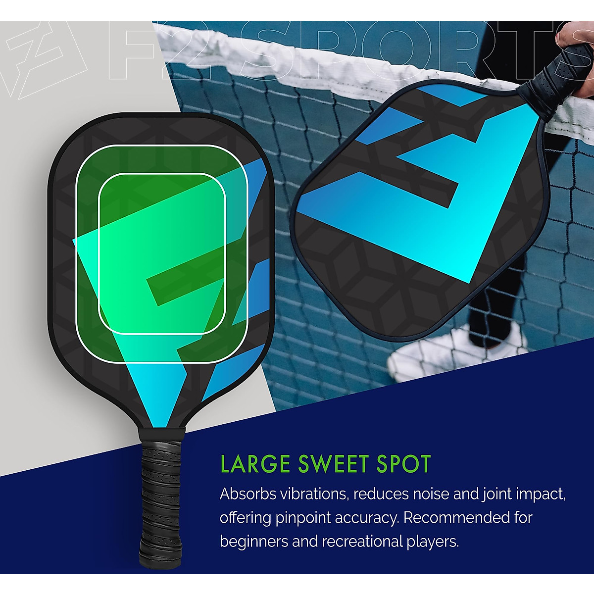 Sporty Blue Graphite Pickleball Paddle | USAPA Approved | for Beginners to Pro | Textured for Max Control & Spin | Graphite Pickleball Racket w/Honeycomb Polymer Core (Sporty Blue)