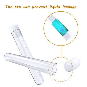 50Pcs Clear Plastic Test Tubes with Rack,16 x 100mm Tube with Caps and 50 Holes Tubes Rack,Test Tube Set for Scientific Experiments,Candy,Beads,Liquid Storage,Party Decor