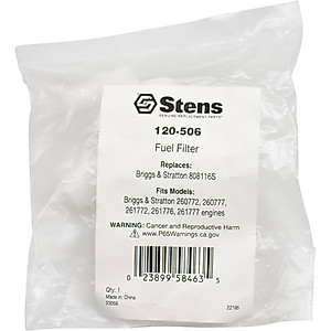 Stens 120-506 Fuel Filter Compatible with/Replacement for Briggs & Stratton 260772-0020-01, 260772-0022-99, 260772-0023-99, 260772-0110-01, 260772-0118-01, 260772-0120-01, 260772-0122-99 808116S