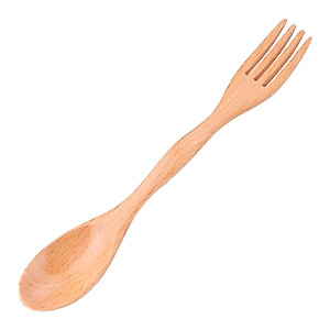 Wooden Salad Server,Integrated Salad Spoon and Fork Natural Hand Wooden Utensils for Serving Salad