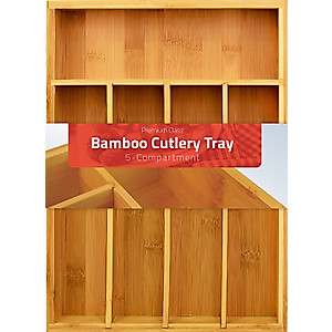 Bamboo Cutlery tray-Silverware Organizer-5 compartment-by Utopia Kitchen