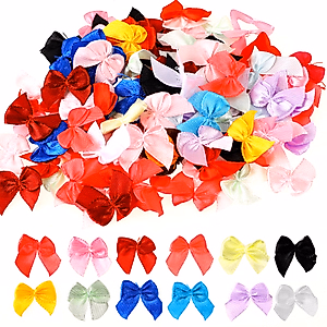 200 Pcs Mini Bows for Crafts Satin Ribbon Bows Small Multicolor DIY Craft for Sewing Small Bow Crafts Decoration for Presents Flowers Bow Maker Hair Accessories for Wedding Randomly Mix Colors