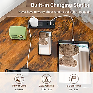 COSTWAY L-Shaped Desk with CPU Stand, 66 Inch Wooden Top Space-saving Corner Desk w/Metal Frame, Large Computer Gaming PC Desk, Writing Table Study Desk for Bedroom, Study, Office (Rustic Brown)