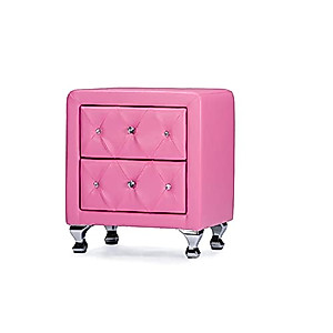Baxton Studio Stella Crystal Tufted Pink Leather Modern Nightstand