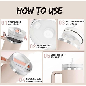 Tumbler with Lid & Straw 40oz | Leak Proof ,Insulated, Reusable Travel Coffee Mug Stainless Steel | Includes Tumbler Accessories Straw Cover + Silicone Boot for Water,Iced Tea,Coffee (Cream, 40oz)