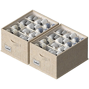 FHSQX 2 Pack Shoe Organizer for Closet,Fits up to 24 Pairs,Fabric Shoe Storage Bins,Large Shoe Box Storage Containers with Bottom Support for Shoes (Beige, (16.5 * 12.6 * 9.5) x1)