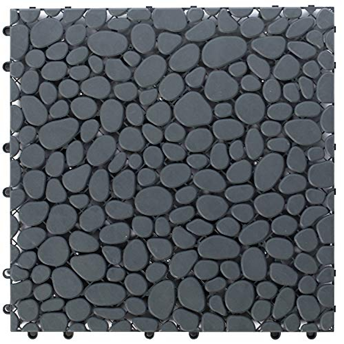 Gardenised QI003970.5 Interlocking Cobbled Stone Look Garden Pathway Tiles, Decorative Floor Grass Pavers Anti-Slip Mat, 5 Pack, Gray