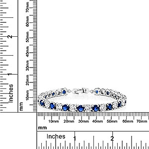 Sparkling Multi-Color Round Cubic Zirconia CZ Women's Tennis Bracelet (7.50 cttw, 7 Inch), Blue and White