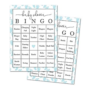 InvitationHouse Blue Baby Feet Baby Shower Bingo Cards - Prefilled - Set of 24…