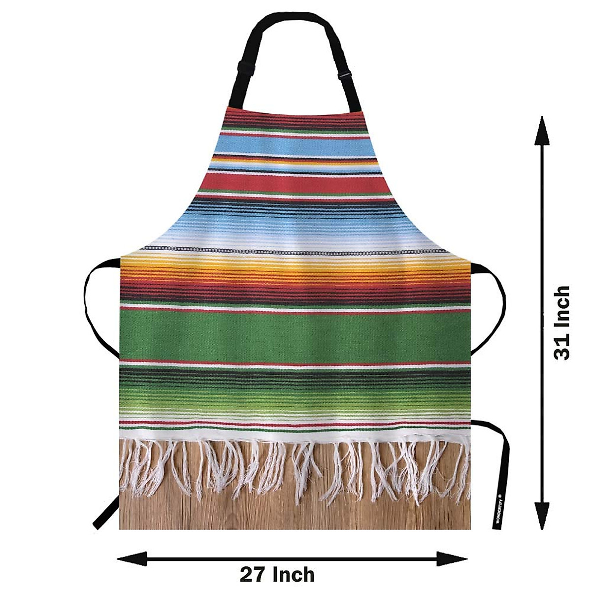 WONDERTIFY Mexican Style Apron,Traditional National Blankets Colorful Lines Bib Apron with Adjustable Neck for Men Women,Suitable for Home Kitchen Cooking Waitress Chef Grill Bistro Baking BBQ Apron