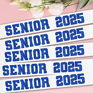 8 Pcs White Senior 2025 Sashes with Royal Blue Glitter Letters - Graduation Celebration sash, Senior Sashes Class of 2025, Senior Cheer Sash, Class Competition Sashes, Graduation Party Supplies