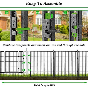 Decorative Garden Metal Fence 46ft (L)×32in(H) 20 Panels Heavy Duty Iron Wire Animal Barrier Temporary No Dig Fence Landscape Edging Privacy Fencing for Yard, Outdoor, Dog, Patio, Flower Bed