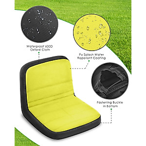 PACETAP Riding Lawn Mower Seat Cover, Durable Polyester Oxford Waterproof Seat Cover Compatible with John Deere, for Craftsman, for Cub Cadet, for Kubota,Universal Lawn Mower Seat Cover(Yellow,Medium)
