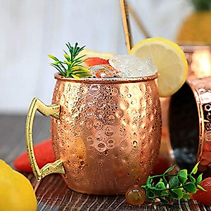 Moscow Mule Copper Mugs- Set of 4 Copper Plated Stainless Steel Mug 18oz, for Chilled Drinks (4 pcs)