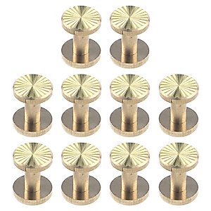 T Tulead 10PCS Brass Chicago Screws Decorative Bookbinding Stud Screws Rivet Stud Post Fastener 10x4x9mm