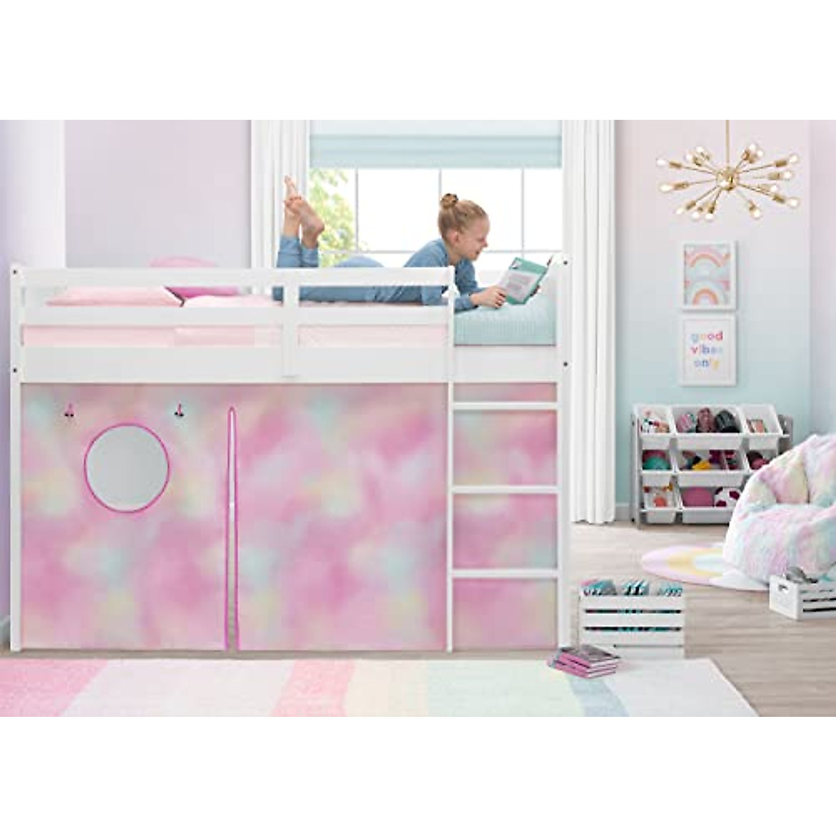 Delta Children Loft Bed Tent - Curtain Set for Twin Loft Bed (Bed Sold Separately), Tie Dye