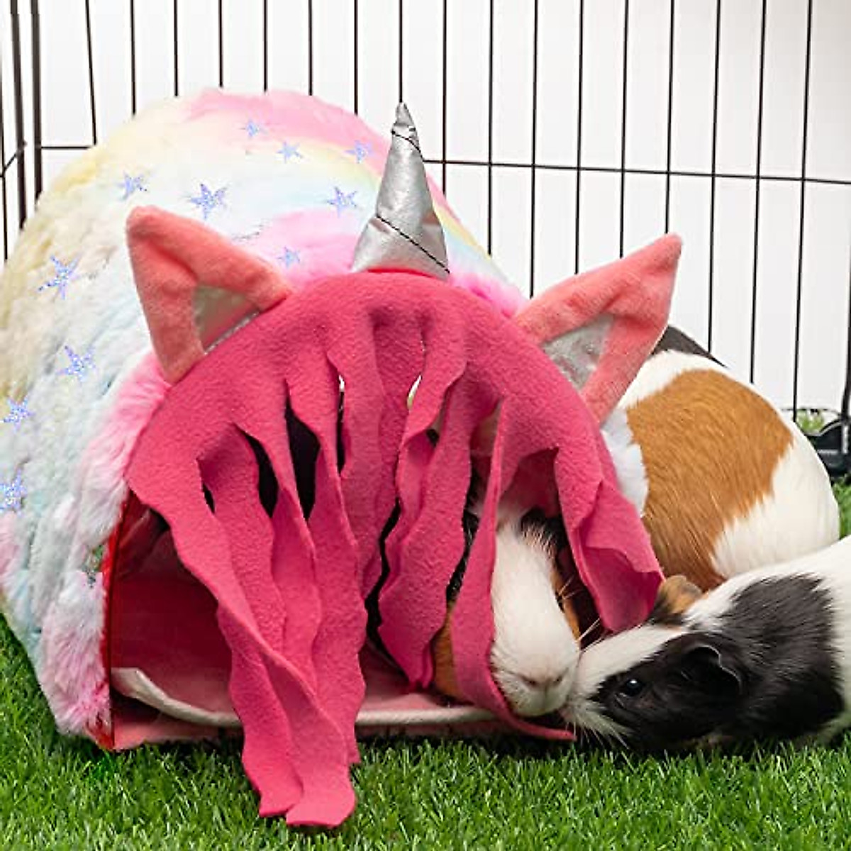 Guinea Pig Hideout - Fleece Tunnel House Cage Accessories for Rat Hamster Hedgehog Chinchilla Small Animal - Playing Sleeping Hunting Resting Washable Tube Bedding Habitats