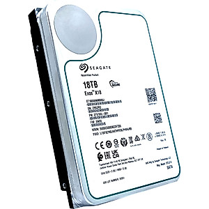 Seagate (Recertified Exos X18 18TB Enterprise HDD - CMR 3.5 Inch Hyperscale SATA 6Gb/s, 7200 RPM, 512e and 4Kn FastFormat, Low Latency with Enhanced Caching (ST18000NM000J)