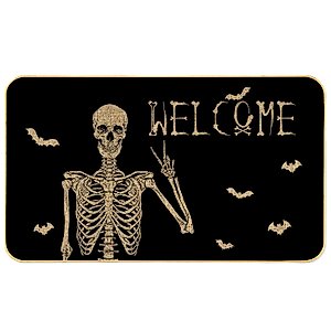 ARTUFAN Halloween Skull Doormat - Funny and Spooky Welcome Mat, Low-Profile Non-Slip Entr Door mat Living Room Kitchen Floor Mat Home Halloween Indoor Outdoor Decoration - 17" x 29"