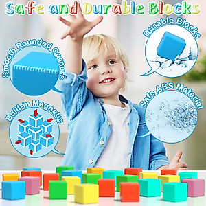 Asago Magnetic Blocks, 56 Pieces 1.34 inch Large Magnetic Building Blocks, 3D Magnetic Cubes for Toddlers, Preschool Educational Construction Kit, Sensory Montessori Toys Kids Blocks for Boys Girls