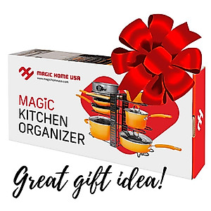 MAGIC HOME USA Pots and Pans Organizer – Kitchen Cabinet Organization and Storage – Pot Rack Organizers – 3 DIY Methods – Adjustable Pot Lid Holder for Kitchen Counter Pantry – Pot and Pan Organizer