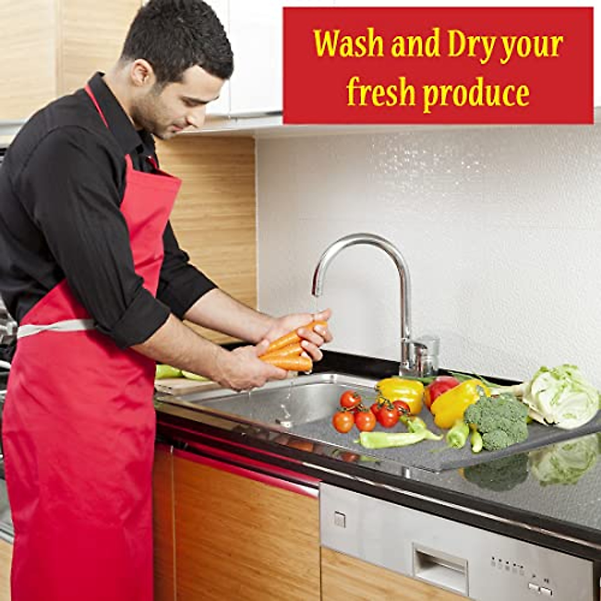 Dualplex® Fruit & Veggie Life Extender Liner for Fridge Refrigerator Drawers, 12x15 Inches (4 Pack) – Extends The Life of Your Produce & Prevents Spoilage (Grey)