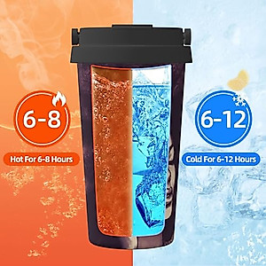 GTKSYNVE Reusable Coffee Mug with Lid and Handle, African Hair Black Women Tumbler for Hot & Cold Drinks 16oz Stainless Steel Insulated Coffee Tumblers Double Wall Vacuum Thermal Cup