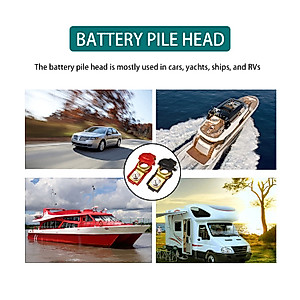 1 Pair Battery Terminals, Negative and Positive Car Battery Cable Terminal Clamp Connectors, 6PCS 3/8 Copper Ring Terminal Assortment Kit and 4PCS Heat Shrink Tubes, Fit for Van, Boat, and More