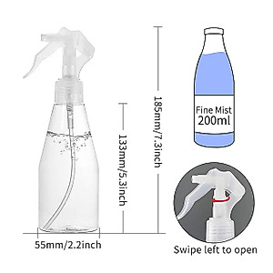 ROISOOT Spray Bottle, 200ml Plastic Empty Spray Bottles for Hair/Water/Plant, Gentle Atomizer for Cleaning Solutions and Fine Mist