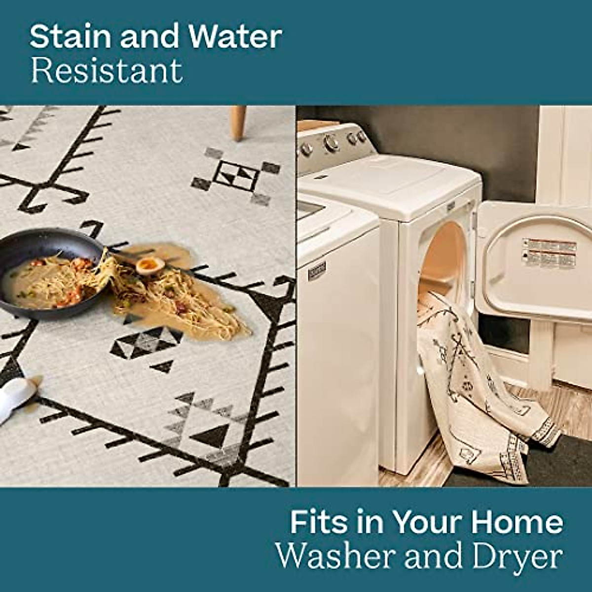 RUGGABLE Cambria Washable Rug - Perfect Vintage Area Rug for Living Room Bedroom Kitchen - Pet & Child Friendly - Stain & Water Resistant - Ruby 6'x9' (Standard Pad)