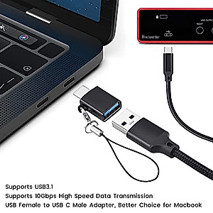 USB C Cable Replacement for Focusrite Scarlett Solo(3rd Gen), Scarlett 2i2(3rd Gen) Audio Interface, with USB C Male to USB Female Adapter, Nylon Braided, 6.6 ft