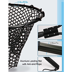 Hlotmeky Fishing Net Rubber Landing Net Large Fishing Nets for Saltwater Heavy Duty Big Fishing Net Kayak Folding Retractable Fishing Net Long Handle
