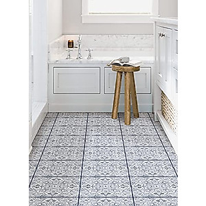 FloorPops Hastings Peel & Stick Floor Tiles, Blue