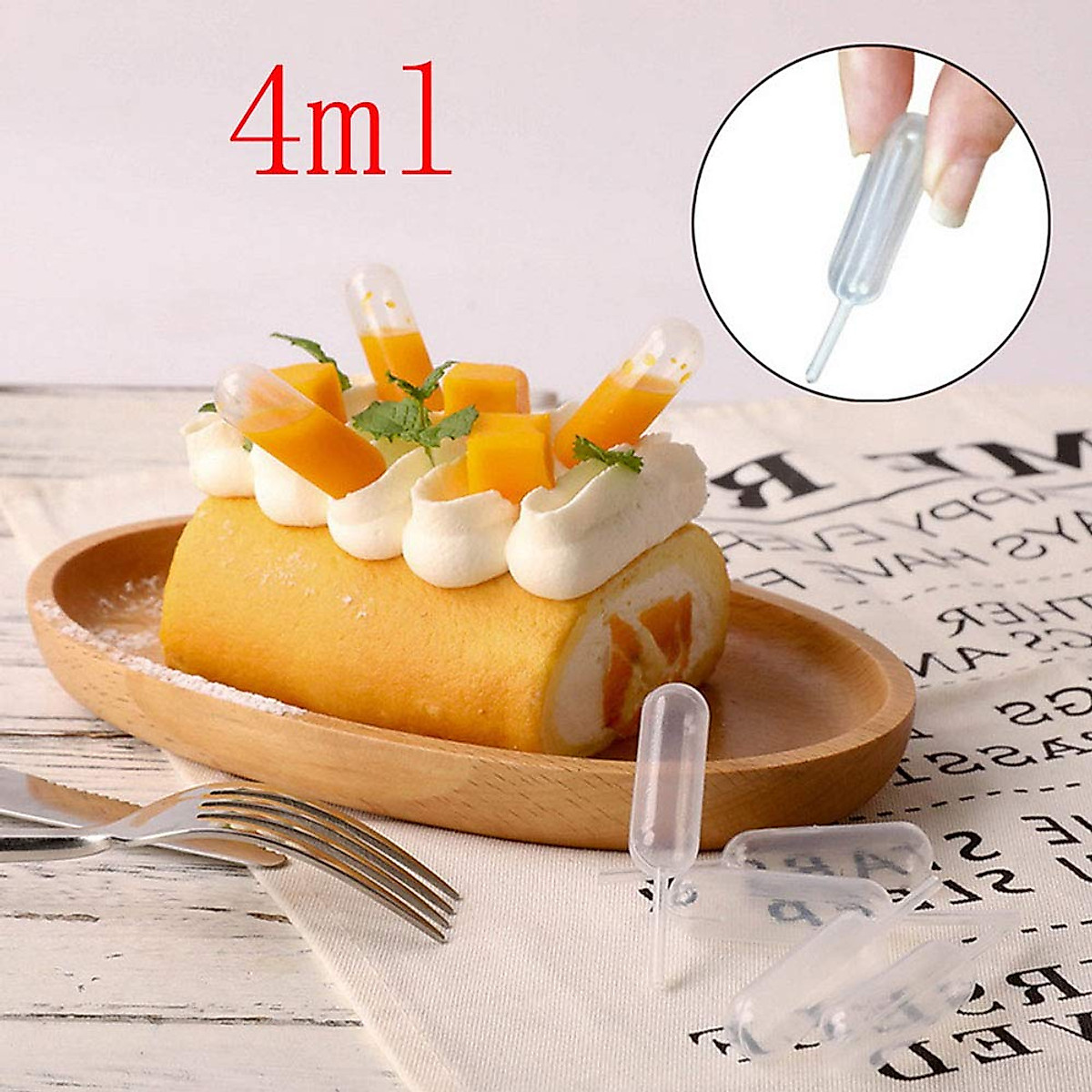 SQXBK 4ml Pipette 100PCS 4ml Disposable Plastic Squeeze Transfer Droppers Liquid Injectors for Chocolate Ice Cream Cupcakes