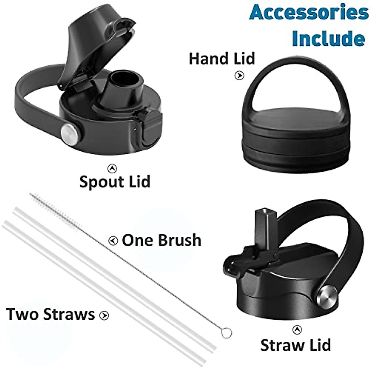 32oz Water Bottle,Vacuum Insulated Stainless Steel Water Flask with Straw Lid Auto Spout Lid Sport Lid,Leak Proof,Double Walled Travel Thermo Mug,Metal Canteen,Hot Cold Water Bottles