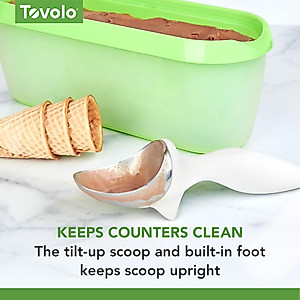 Tovolo Tilt-Up Ice Cream Scoop (White) - Non-Slip Grip Ice Cream Scooper with Footed Handle – Ice cream Scoop for Cookie Dough, Gelato, Sorbet & Frozen Treats - Dishwasher Safe & BPA-Free