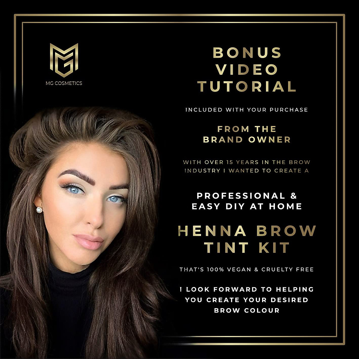 Eyebrow Henna Tint Kit Dyes Brow Hair | BONUS VIDEO TUTORIAL | Professional Salon & At Home DIY Brow Coloring kit | Vegan Cruelty Free | Complete Kit Instant Semi Permanent Coloring | MG COSMETICS