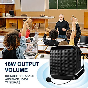 Wireless Voice Amplifier Teachers,SHIDU Portable PA System Megaphone Speaker with Microphone Headset,18Watts/300 Yard Range/ Bluetooth5.0/Work of 7 hrs,for Teaching, Coach and Instructors, conferences