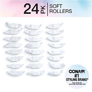 Conair Fabric Hair Curlers to Sleep In, Soft Hair Rollers for Natural Curls, Assorted color, 24 Pack