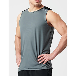 Liberty Imports Pack of 5 Men's Stretch Cool Dry Muscle Tank Tops Athletic Crewneck Sleeveless Workout Shirts (Black/White/Gray/Gradient Red/Gradient Blue, Medium)